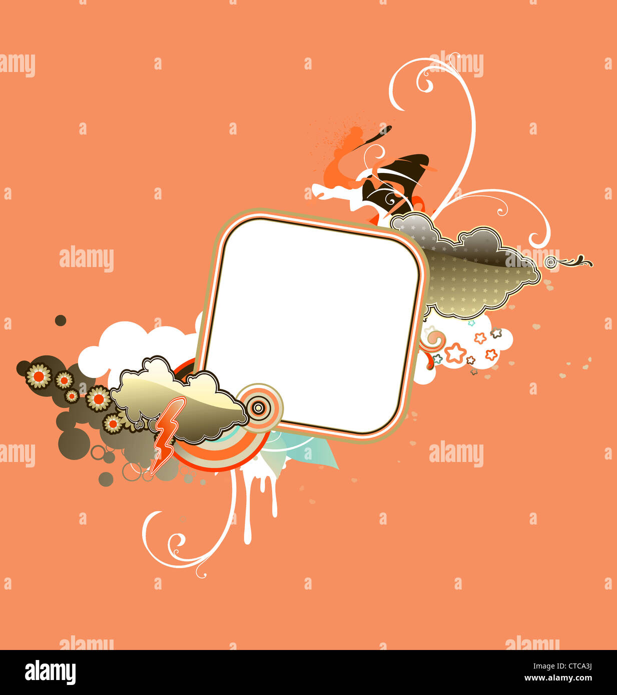 Vector illustration of funky styled design frame made of floral ...