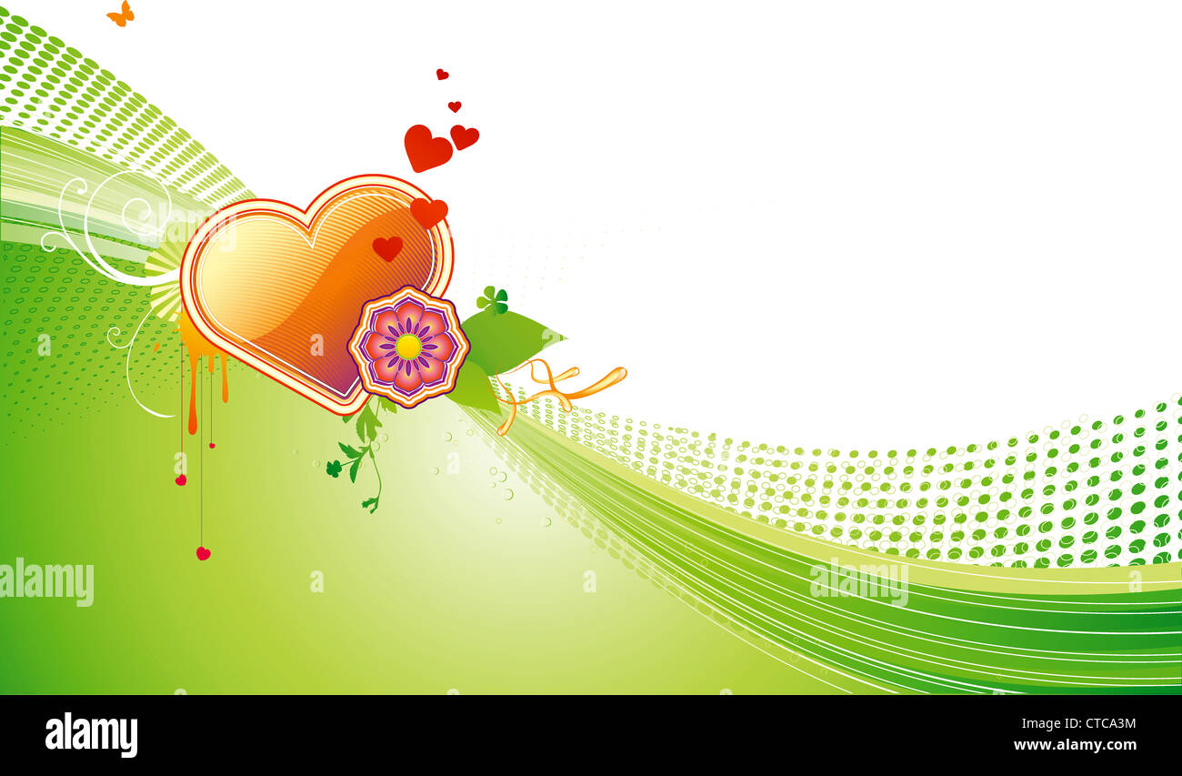 Vector illustration of funky styled design background with heart shape ...