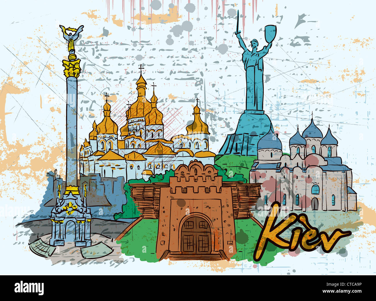 kiev doodles vector illustration Stock Photo - Alamy