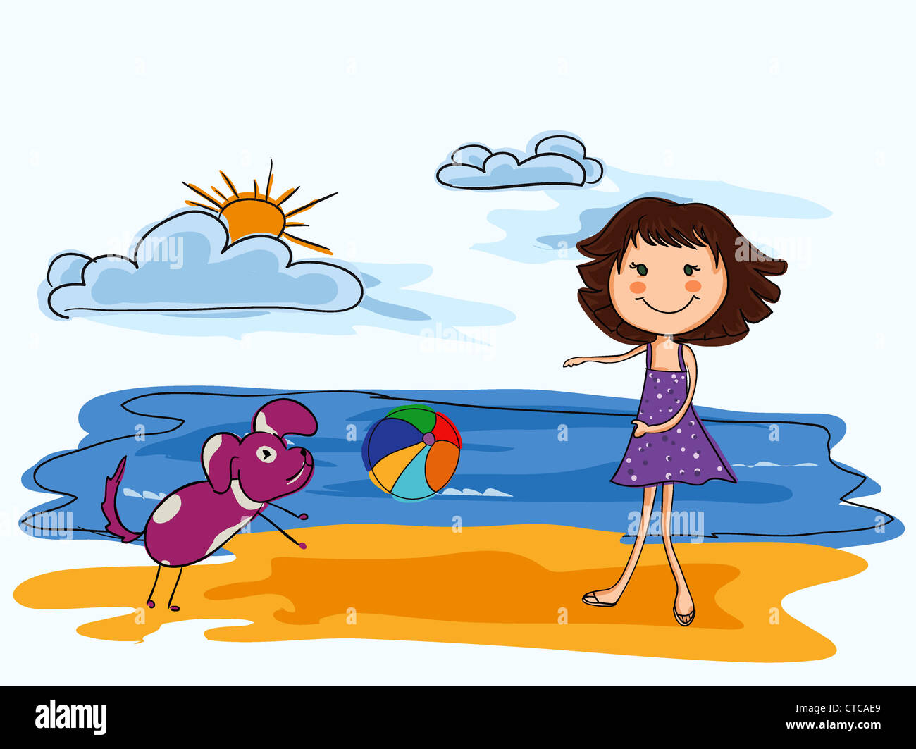 cartoon summer background vector illustration Stock Photo - Alamy