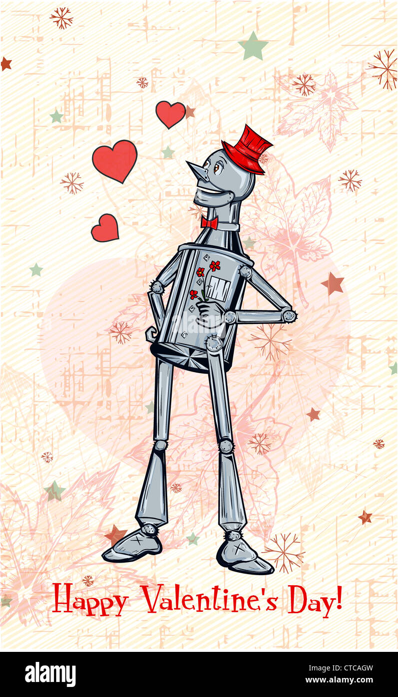 vector valentine's day background with tin man Stock Photo - Alamy