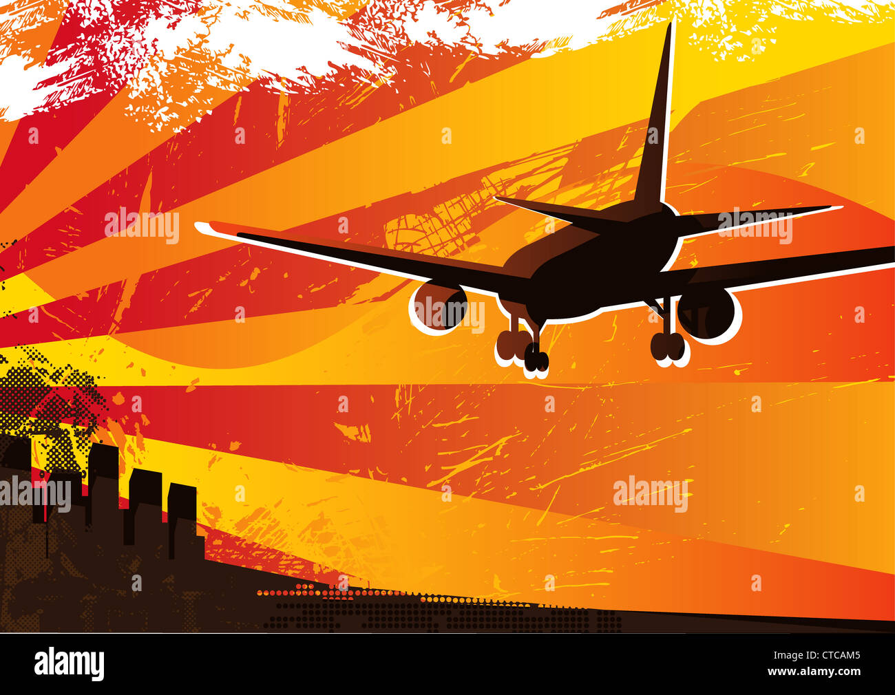 airplane landing poster Stock Photo - Alamy