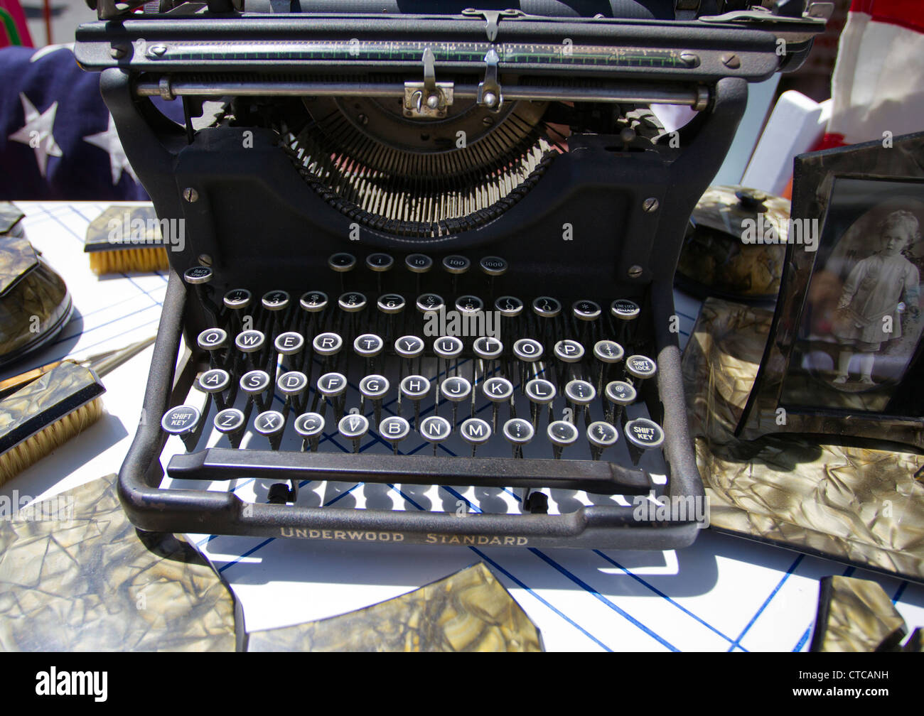 A vintage typewriter for sale at an outdoor flea market Stock Photo - Alamy