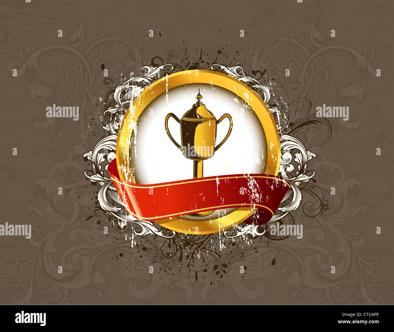 vector vintage label with trophy Stock Photo - Alamy