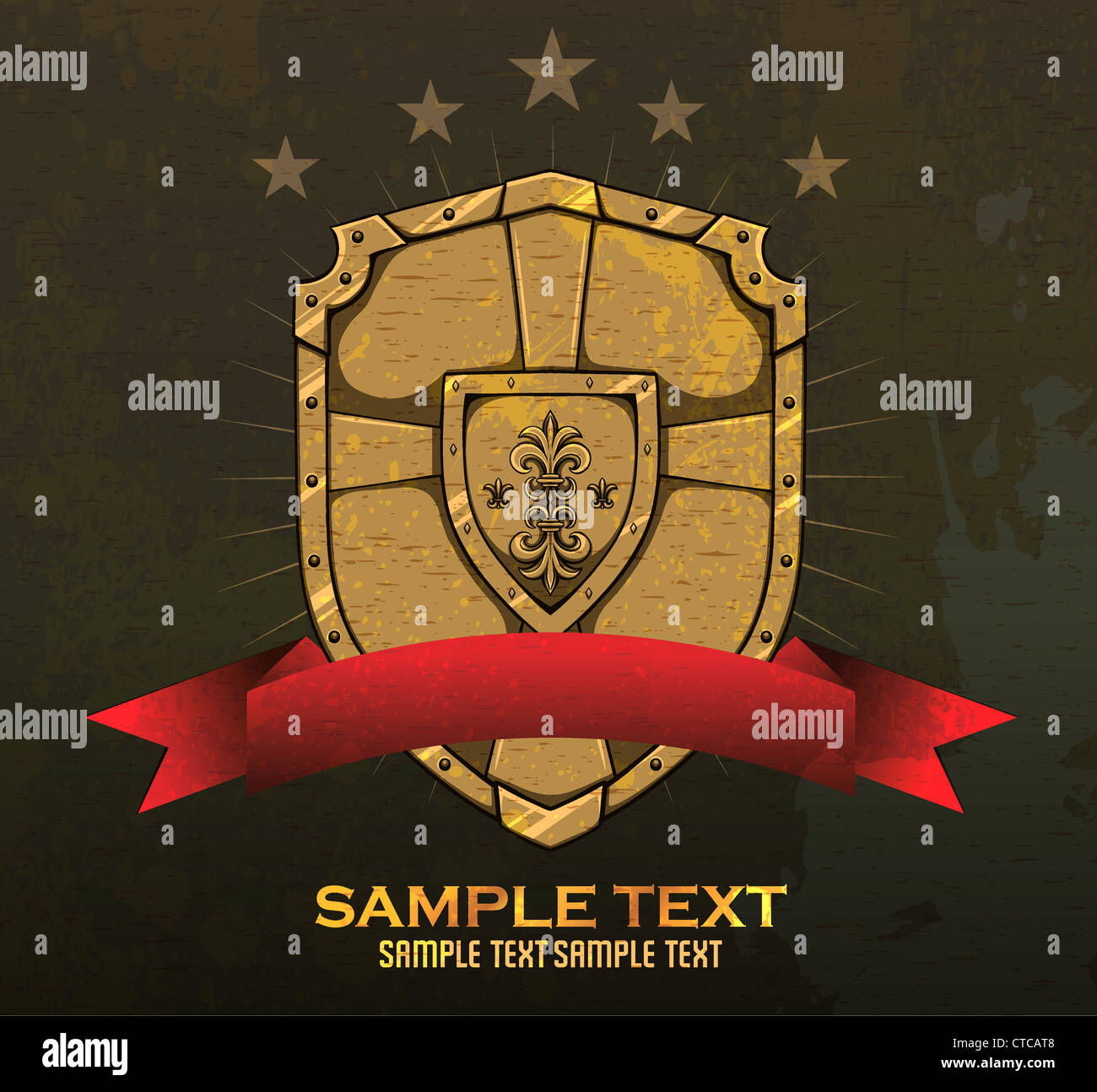 vector vintage emblem with shield Stock Photo - Alamy