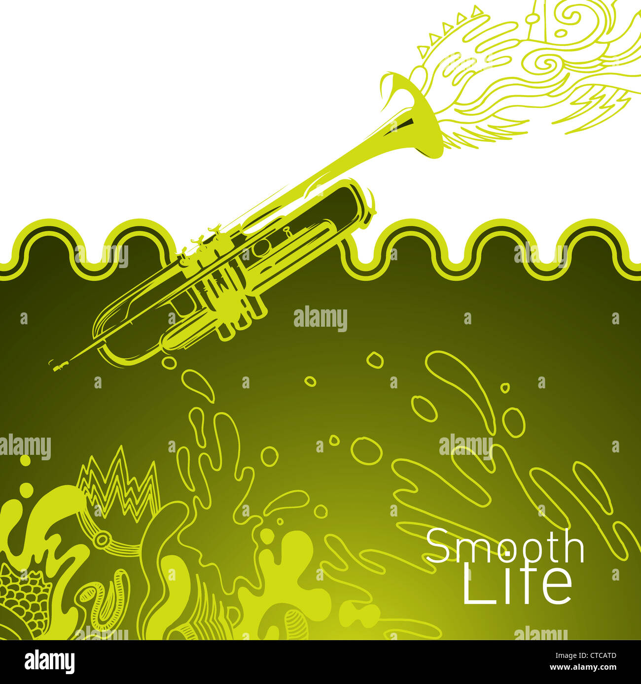 Artistic background with stylized trumpet Stock Photo - Alamy