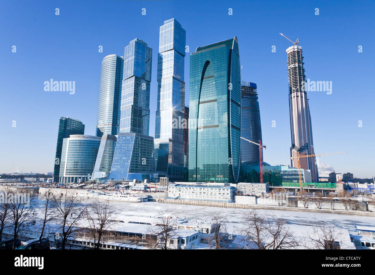 view on new Moscow City buildings in winter Stock Photo - Alamy