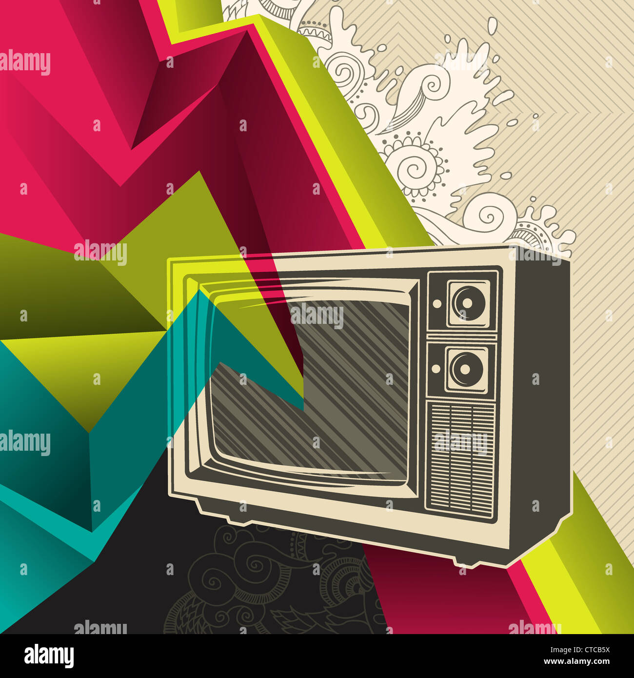 Artistic retro tv banner Stock Photo - Alamy