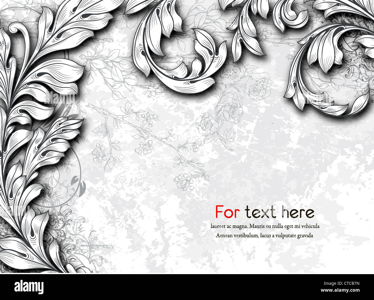 vector engraved floral background Stock Photo - Alamy