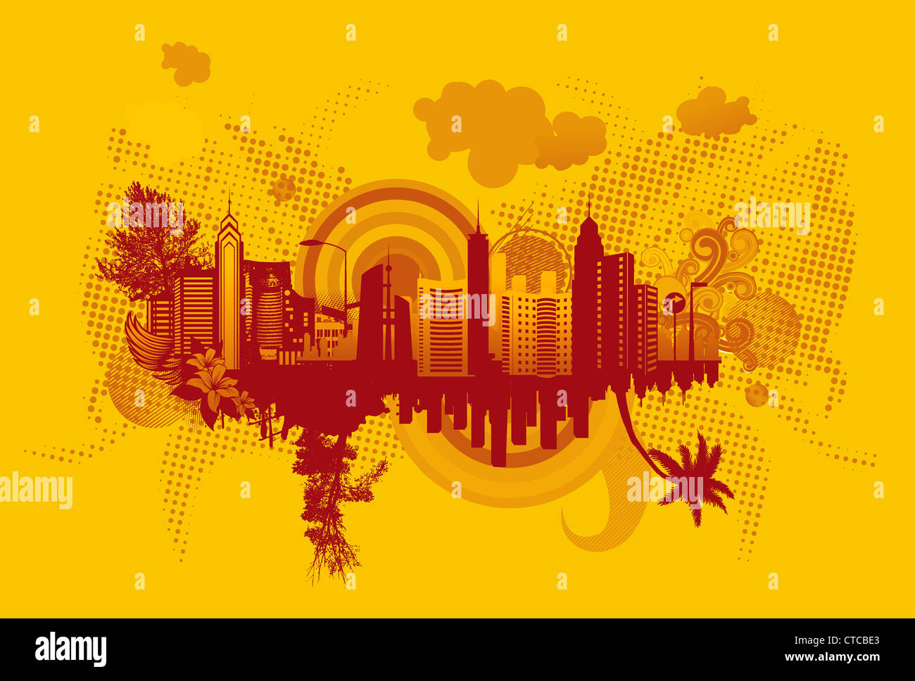 vintage urban background vector illustration Stock Photo - Alamy