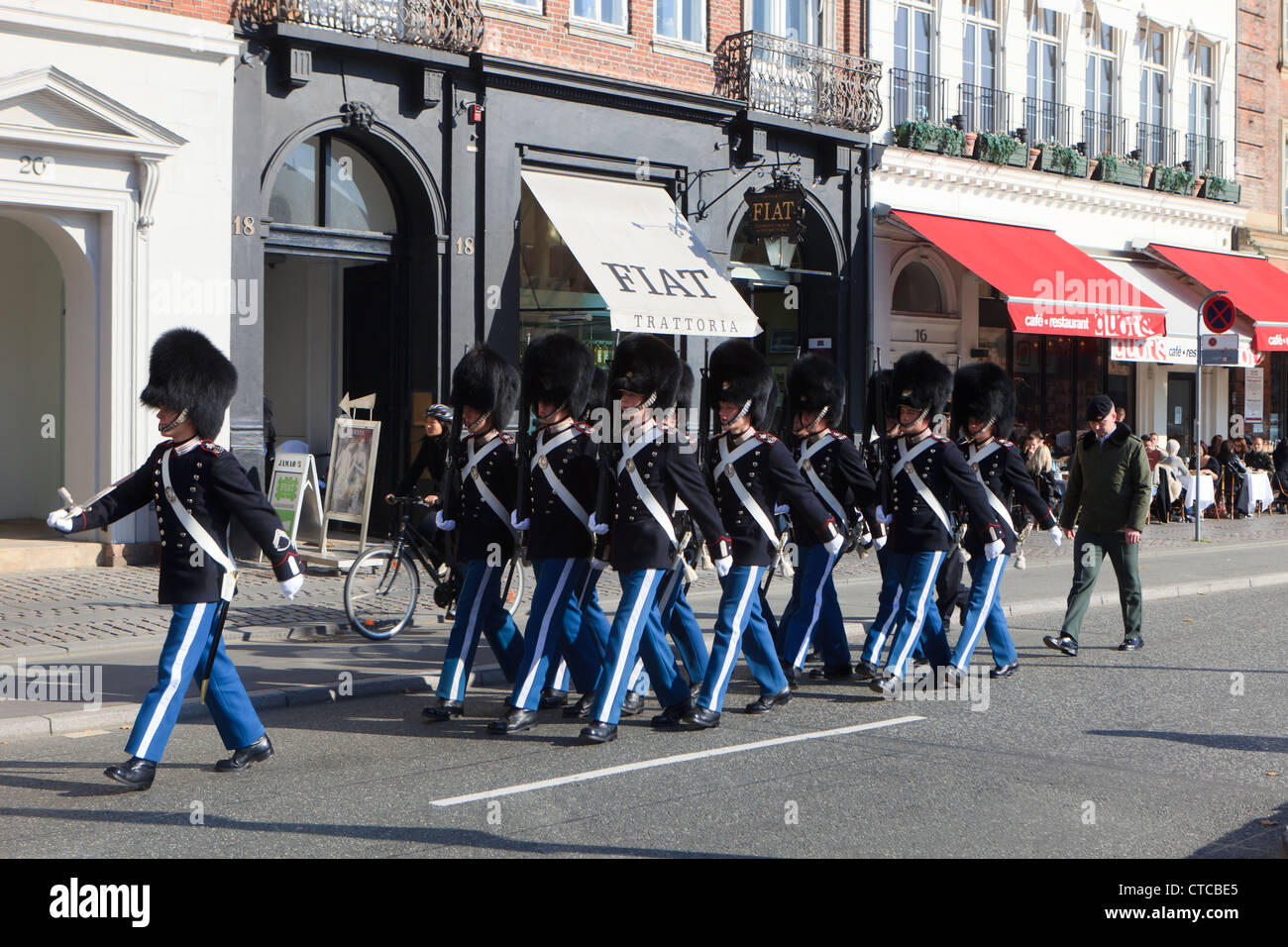 Queens Royal Guards marching through Copenhagen Denmark Stock Photo - Alamy