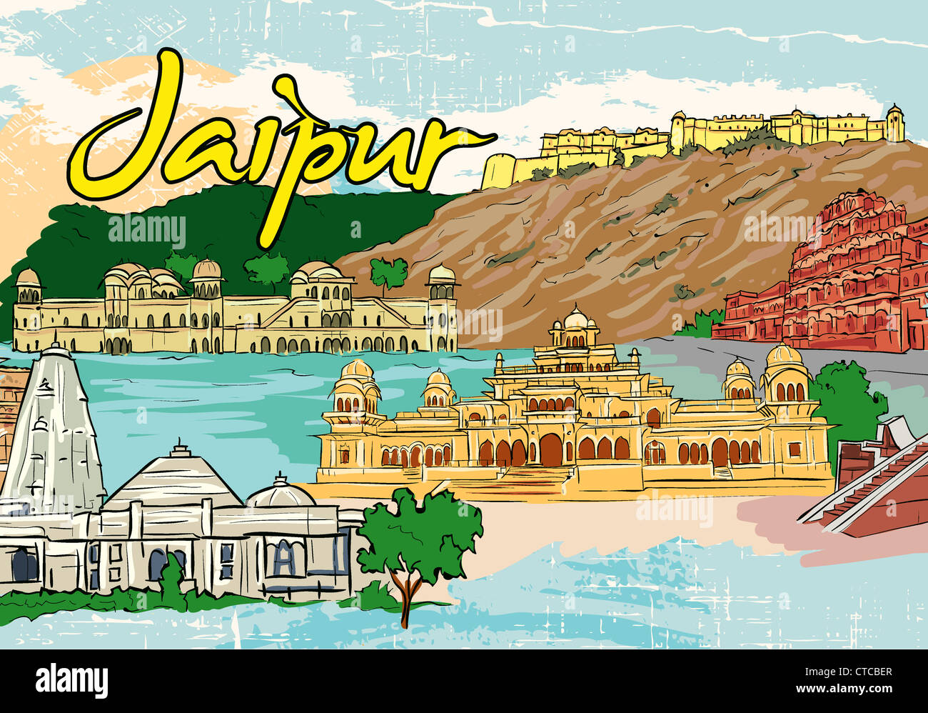 jaipur doodles vector illustration Stock Photo - Alamy