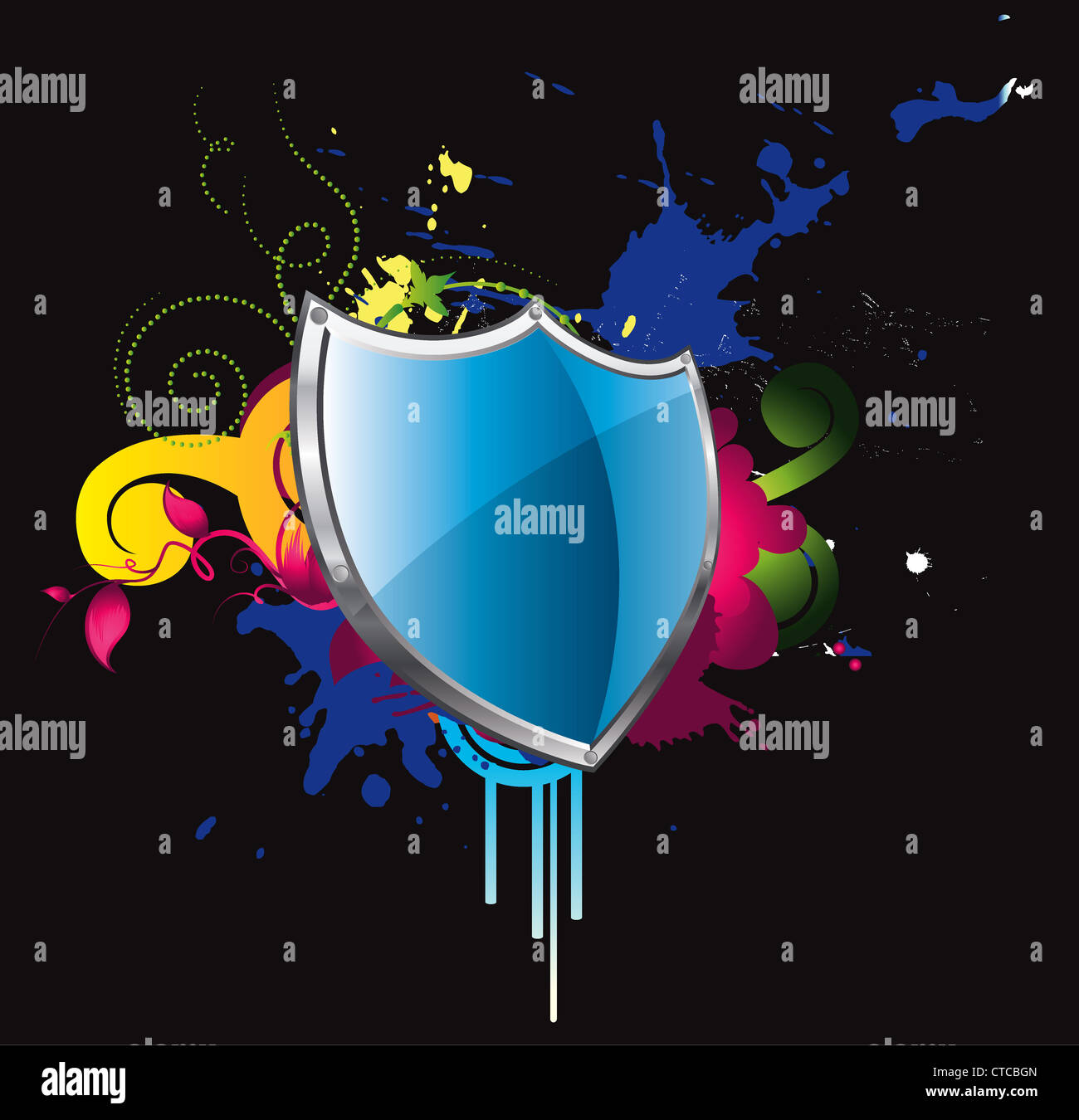 shield with splash vector illustration Stock Photo - Alamy
