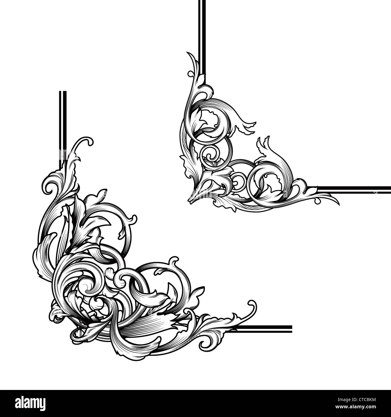 vintage floral corners vector illustration Stock Photo - Alamy