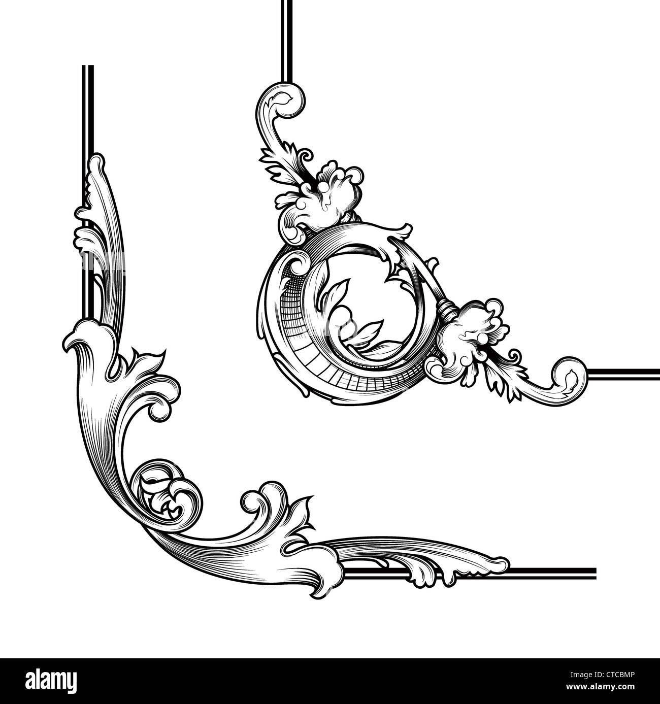 vintage floral corners vector illustration Stock Photo - Alamy