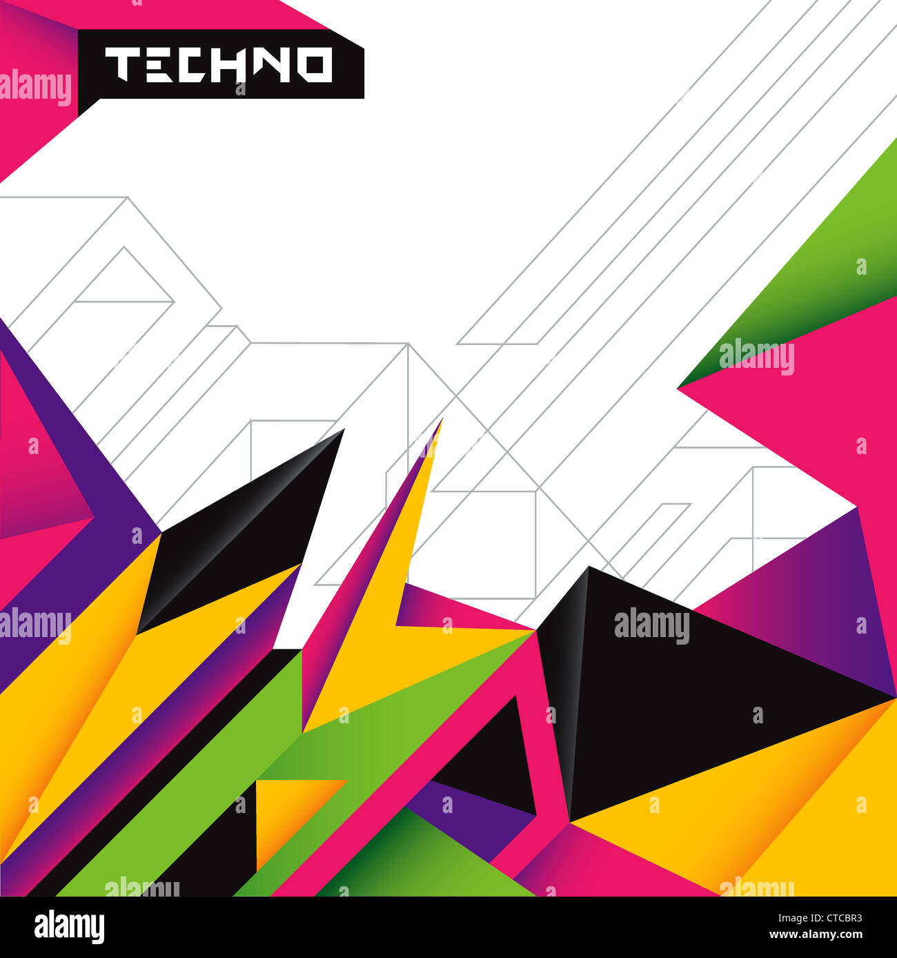 Colorful techno background with angular shapes Stock Photo - Alamy