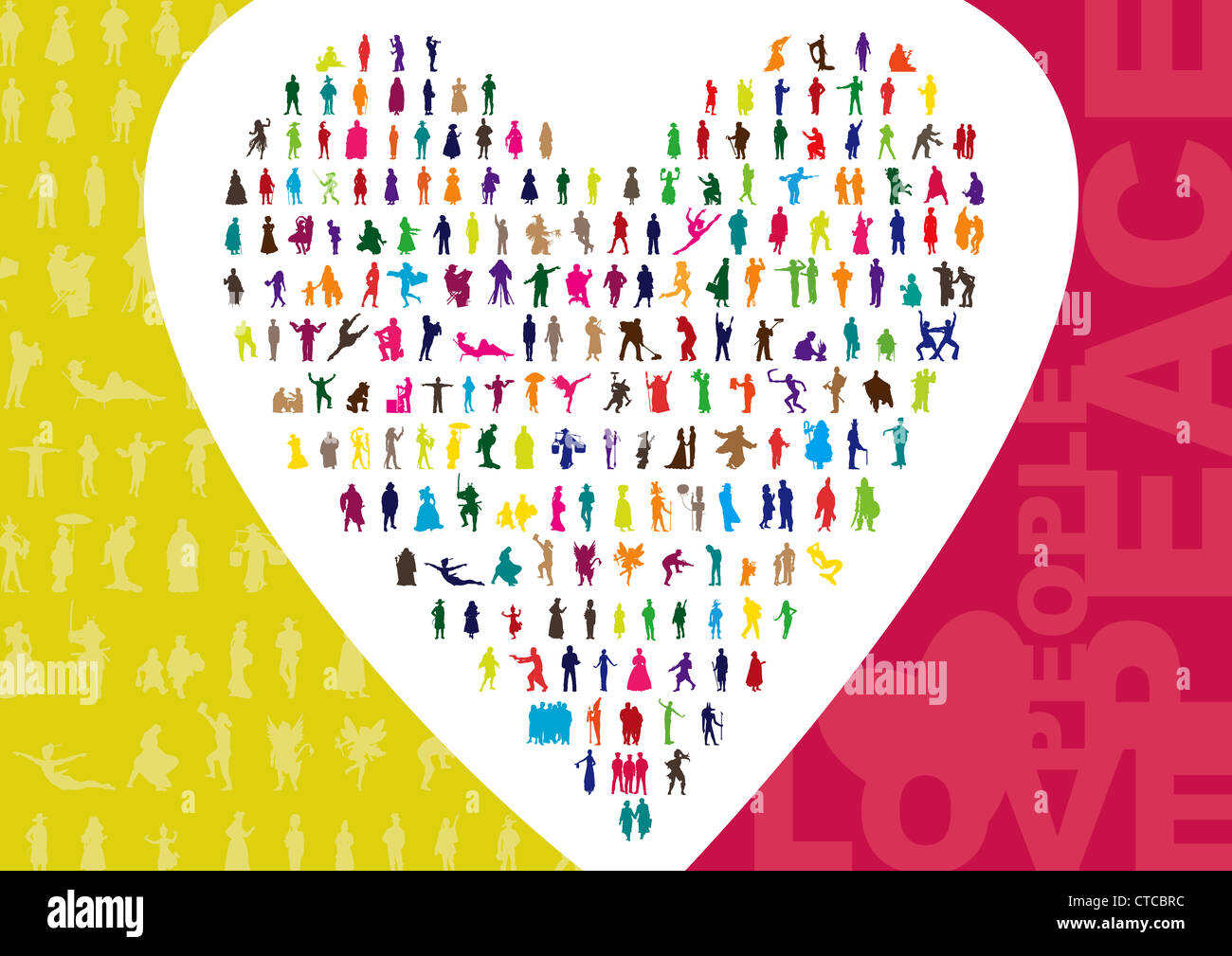 coloured people silhouettes background Stock Photo - Alamy