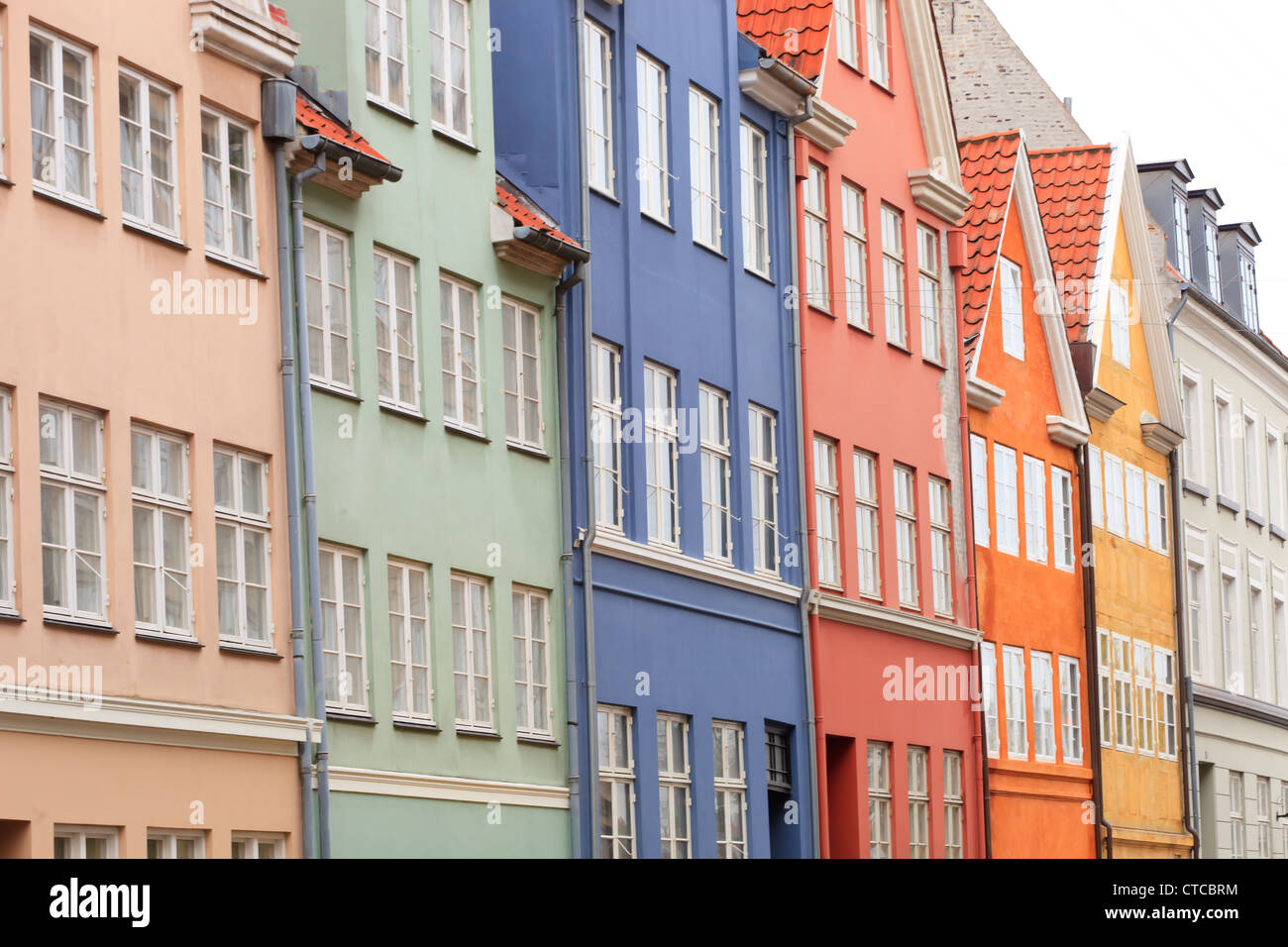 Bright pastel coloured houses in Copenhagen Denmark Stock Photo - Alamy