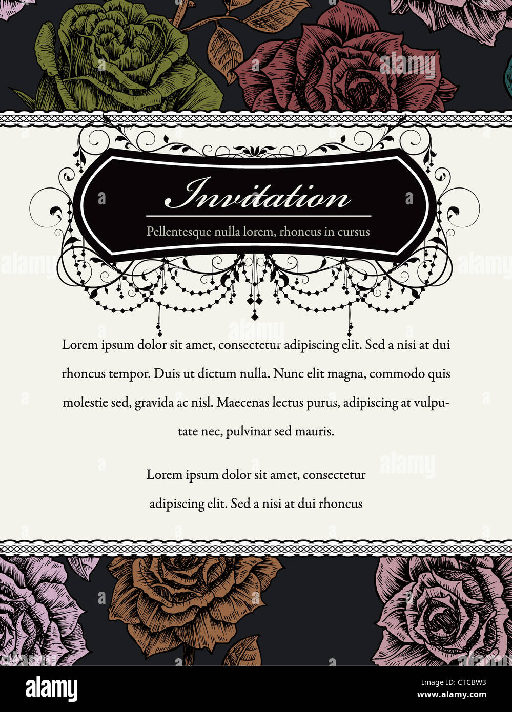 vintage invitation vector illustration Stock Photo - Alamy