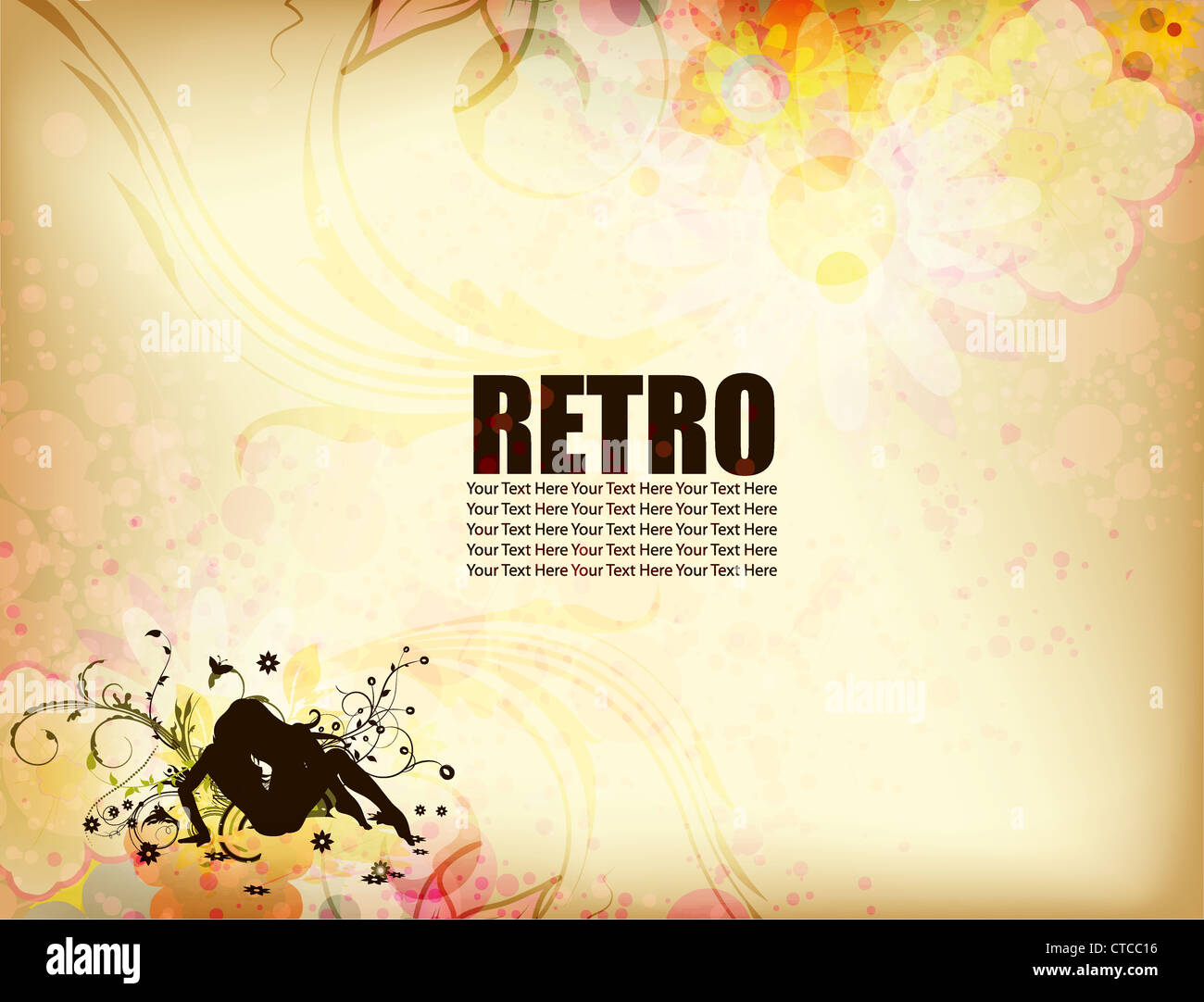 vector retro background with floral Stock Photo - Alamy