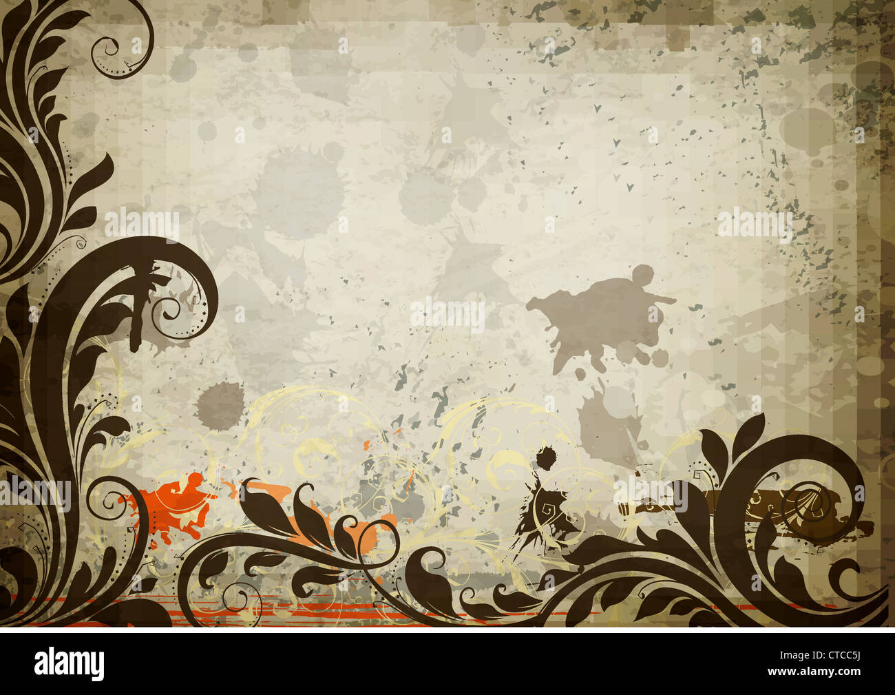 vector retro floral with grunge Stock Photo - Alamy