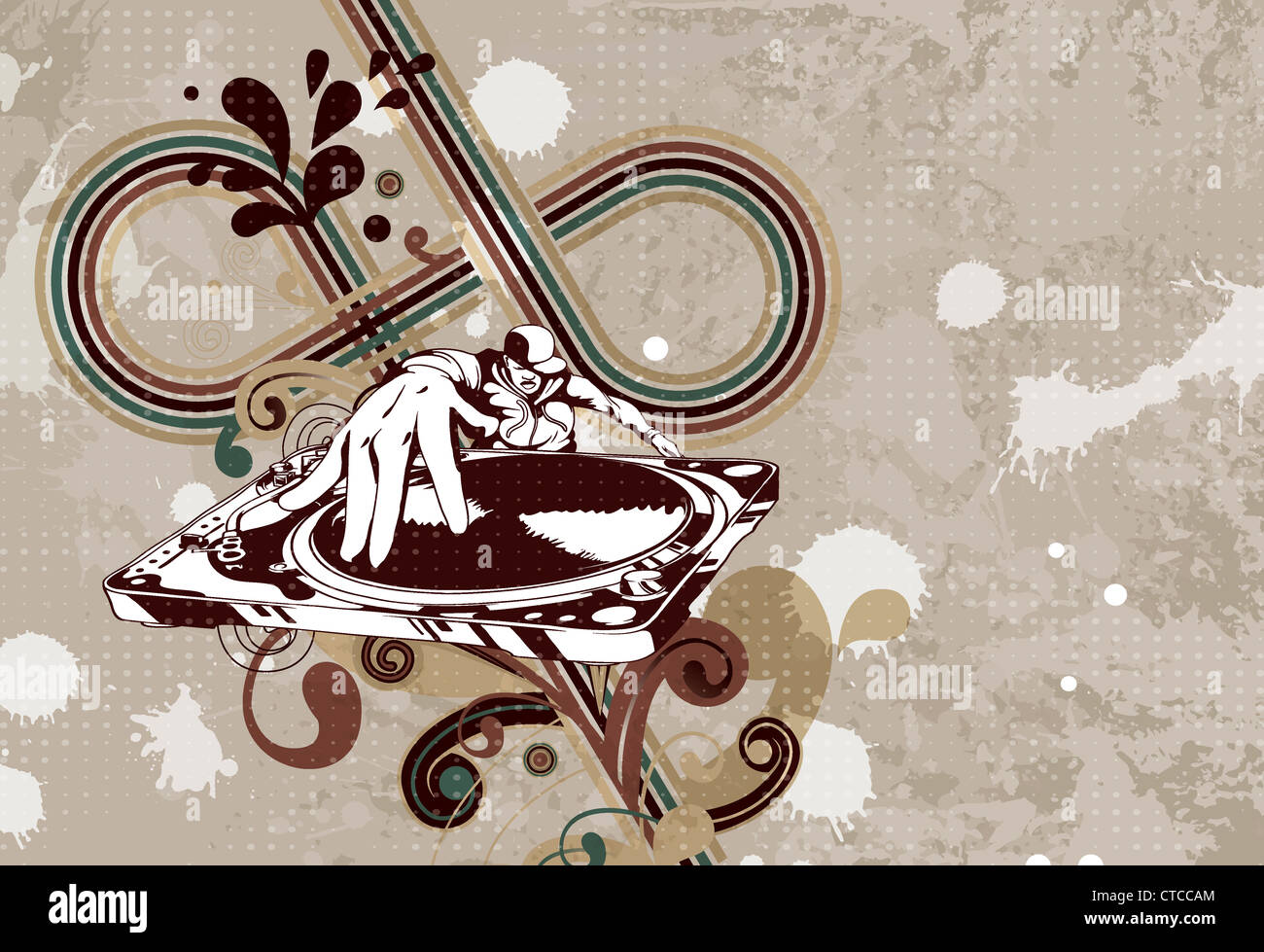 vector retro music background with dj Stock Photo - Alamy