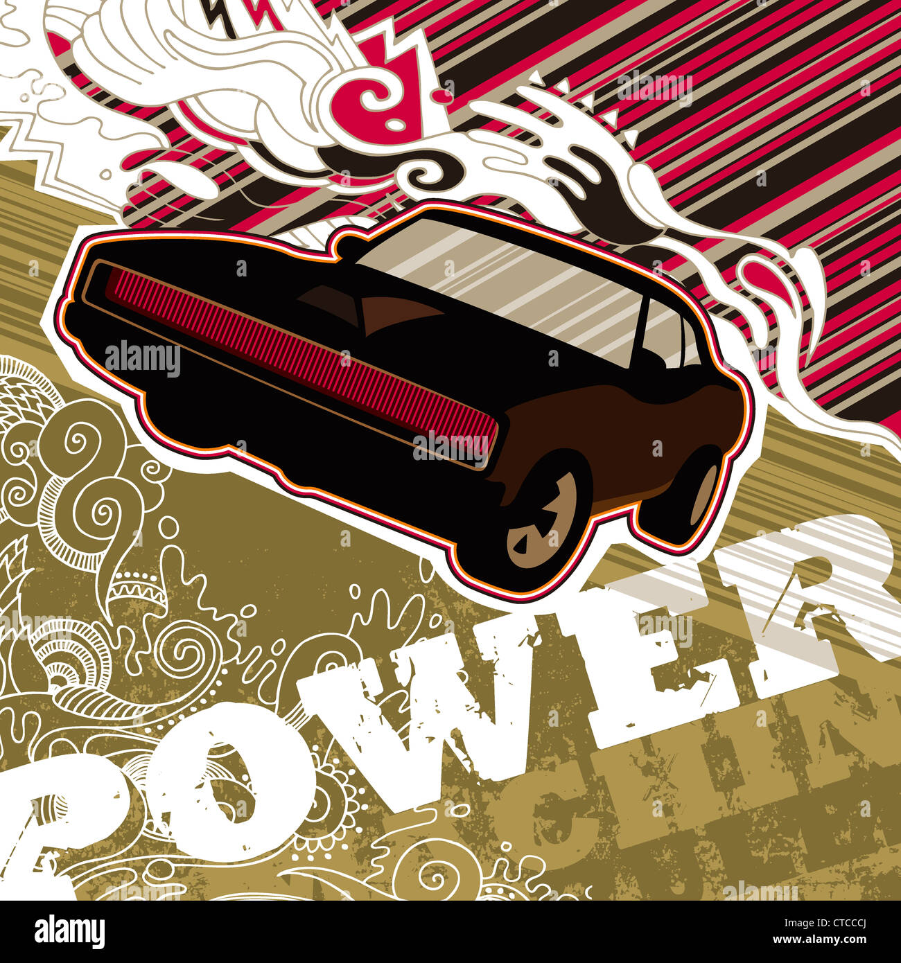 Designed artistic muscle car banner Stock Photo - Alamy