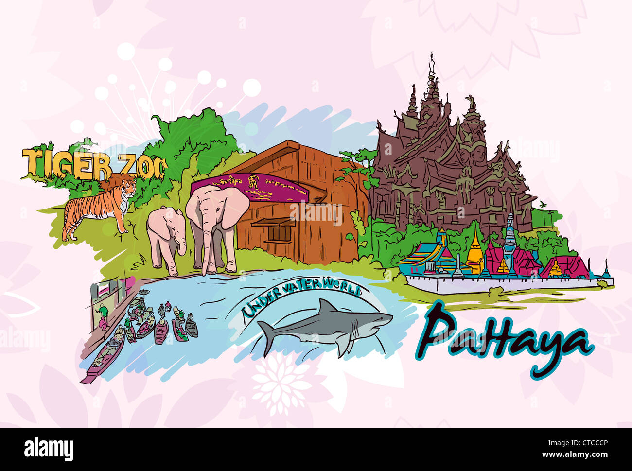 pattaya doodles vector illustration Stock Photo - Alamy