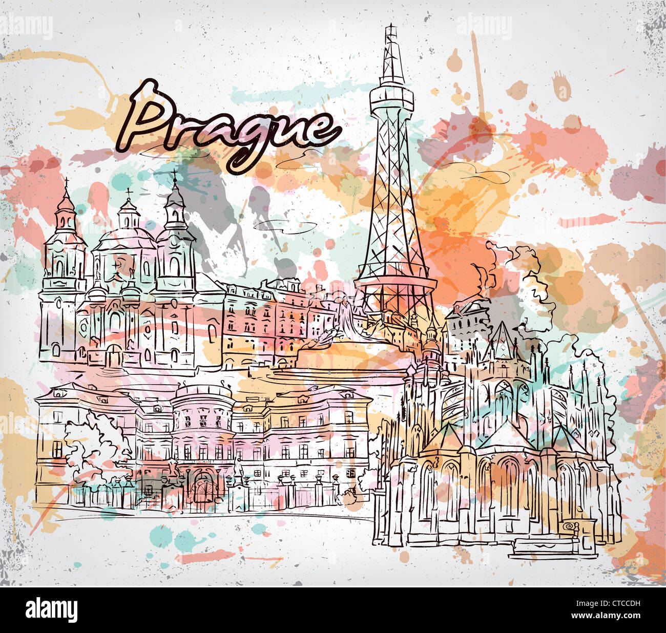 Prague illustration hi-res stock photography and images - Alamy