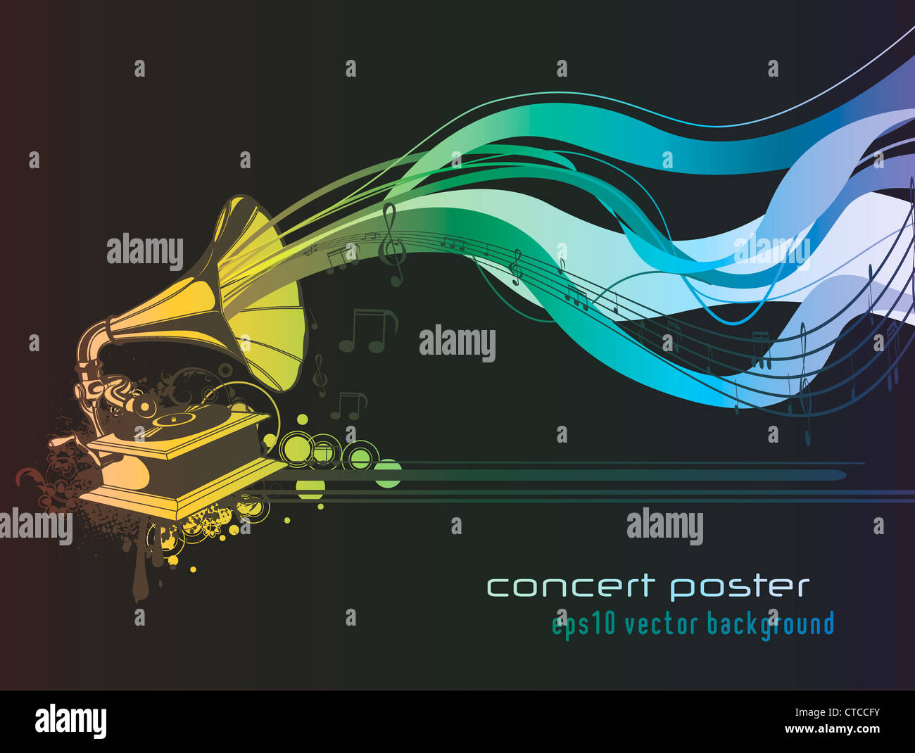 vector concert poster with gramophone Stock Photo - Alamy