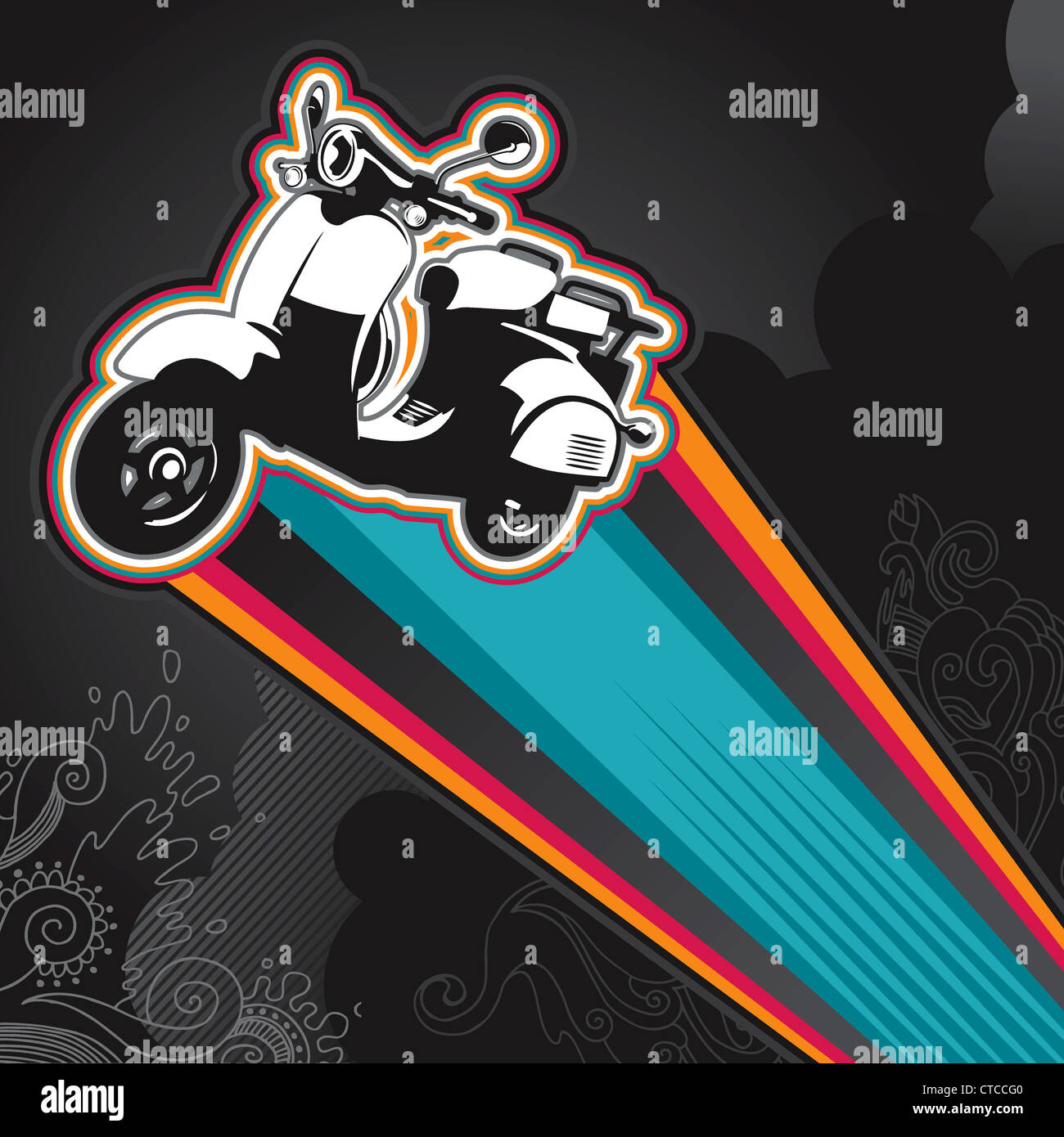 Designed banner with retro scooter Stock Photo - Alamy