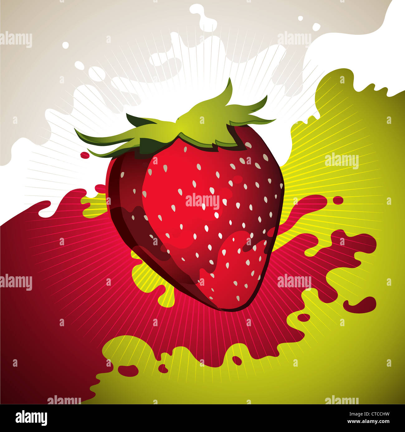 Designed colorful strawberry background with splash Stock Photo - Alamy