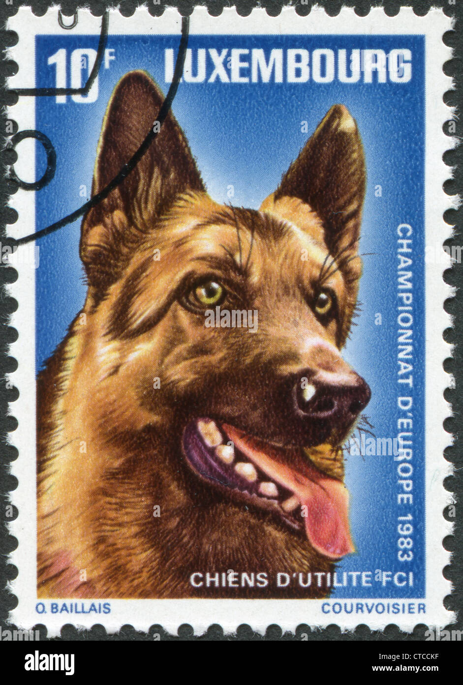 A stamp printed in Luxembourg, is dedicated to European Working Dog ...