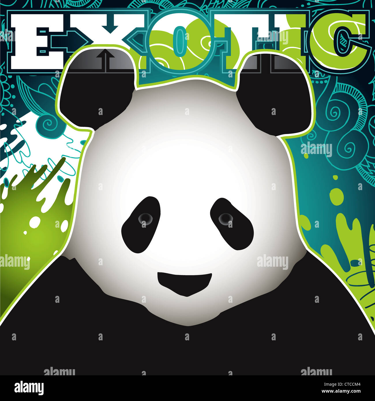 Designed exotic banner wtih panda Stock Photo - Alamy