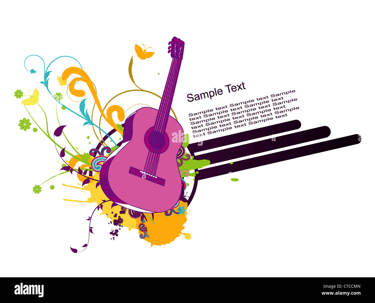 Floral guitar illustration Cut Out Stock Images & Pictures - Alamy