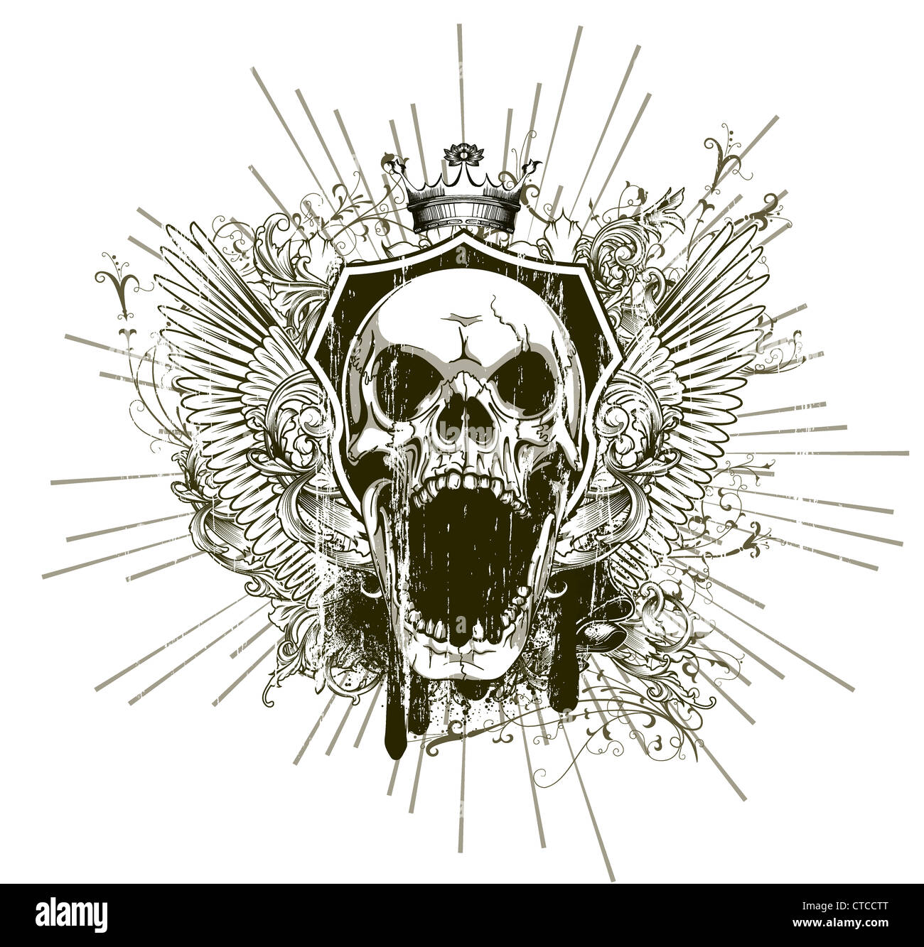 vintage t-shirt design with skull Stock Photo - Alamy
