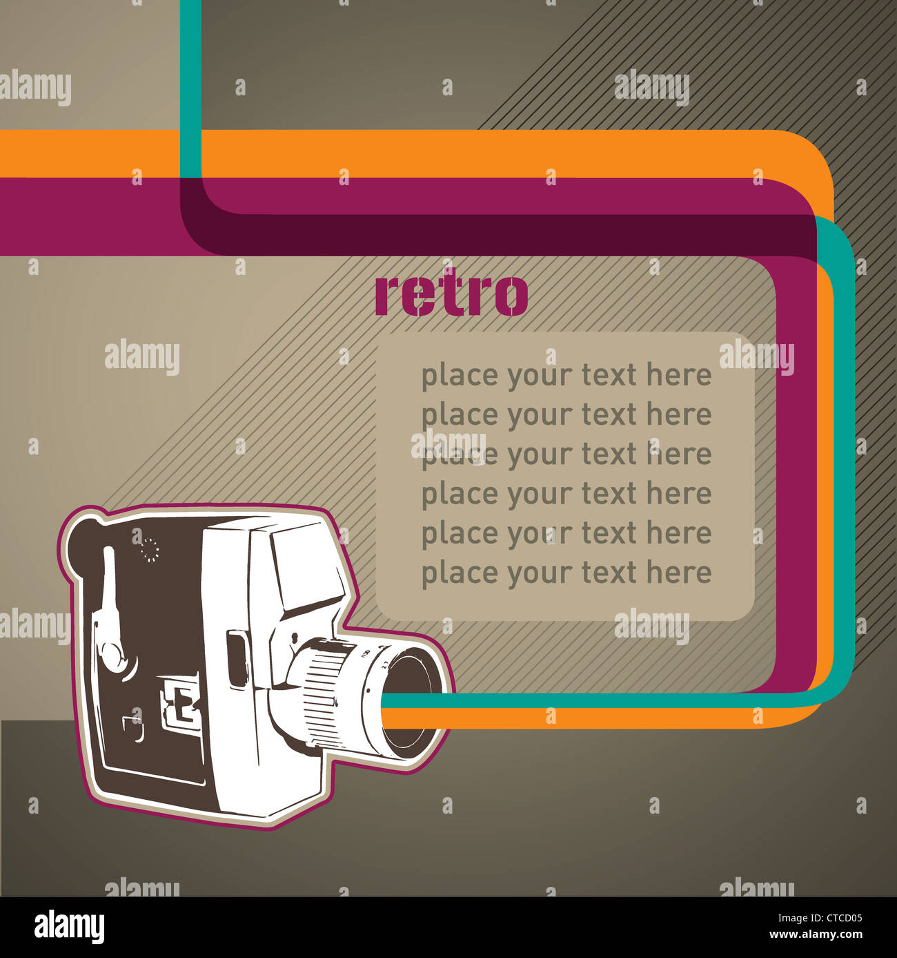 Designed retro banner with old camera Stock Photo - Alamy