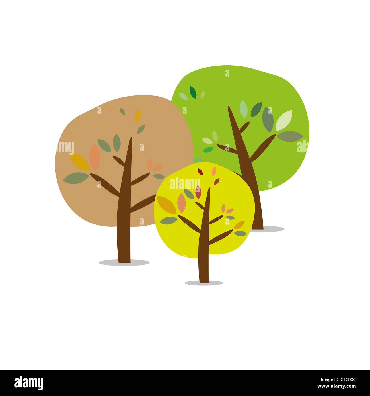 There are three isolated colorful autumn trees Stock Photo - Alamy