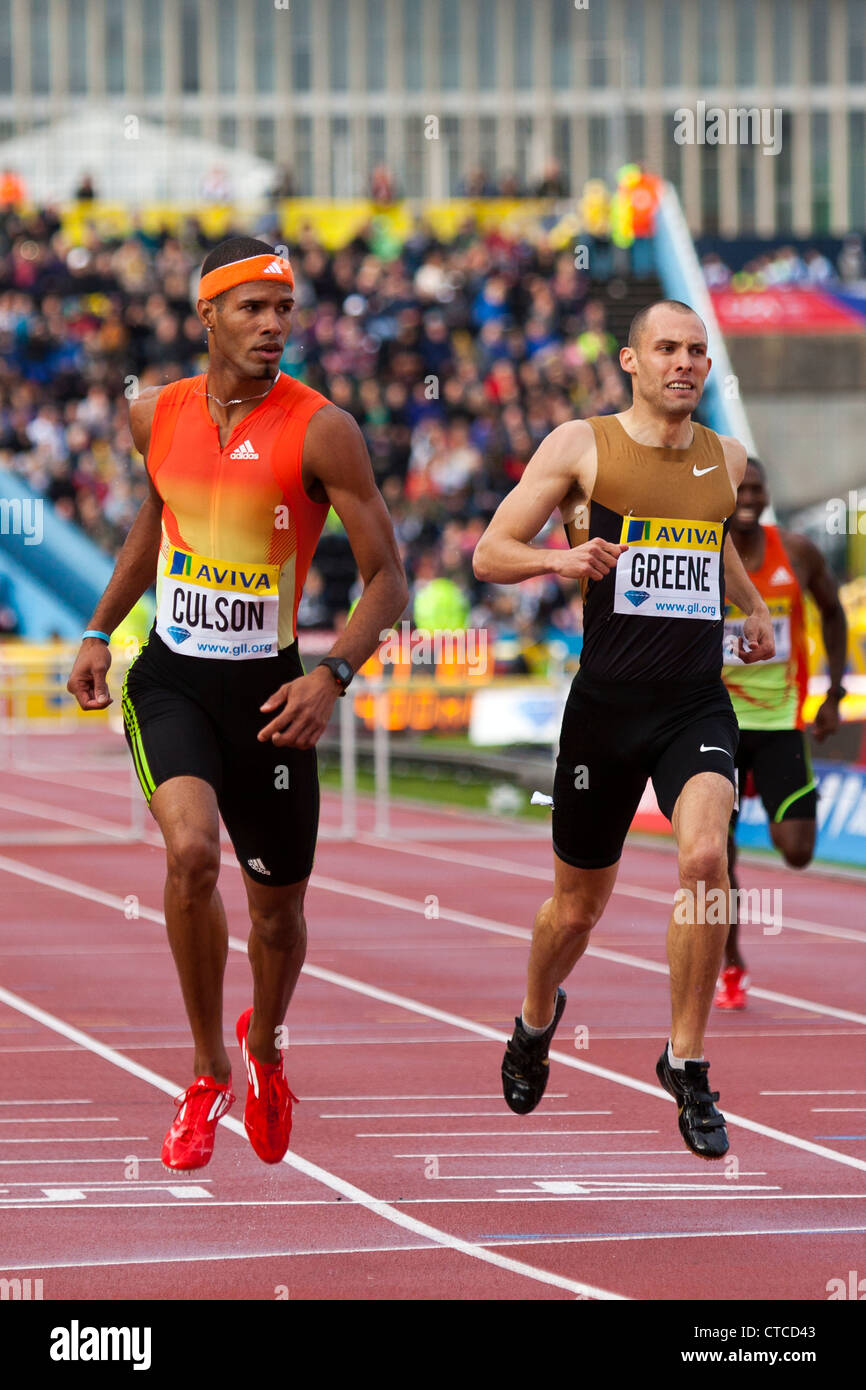 Javier CULSON & David GREENE, Men's 400m Hurdles race at Aviva London ...