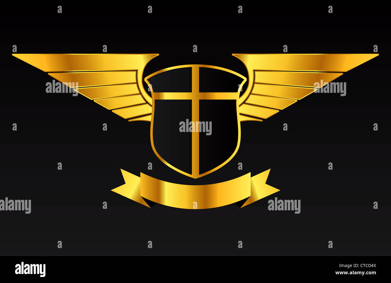 vector vintage emblem with shield Stock Photo - Alamy