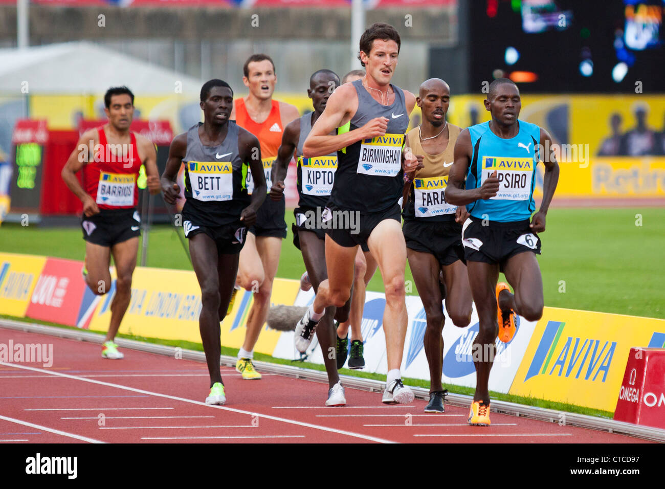 Mo FARAH, Moses Ndiema KIPSIRO, Collis BIRMINGHAM, Mens 5000m, Aviva ...