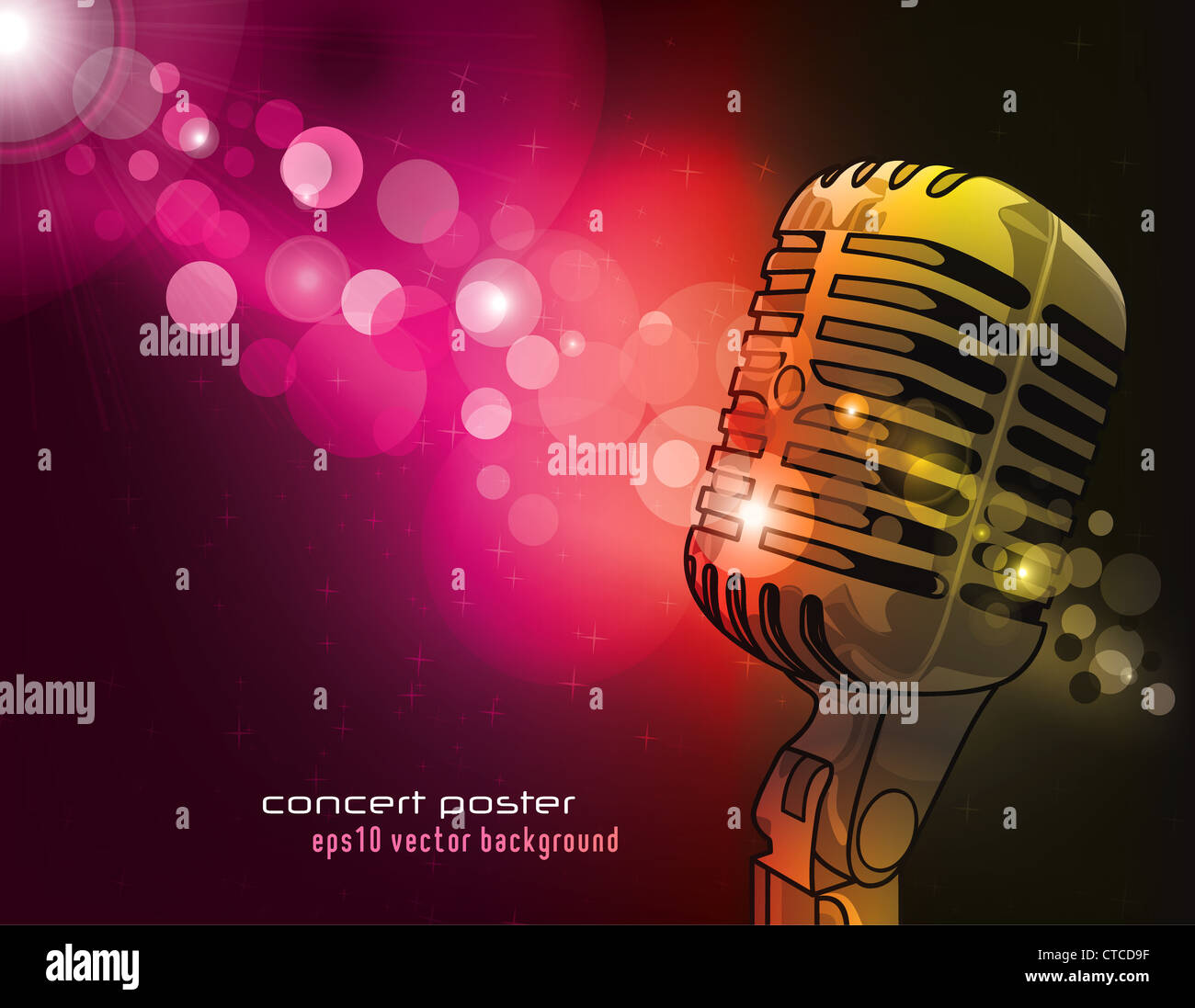 vector concert poster with microphone Stock Photo - Alamy