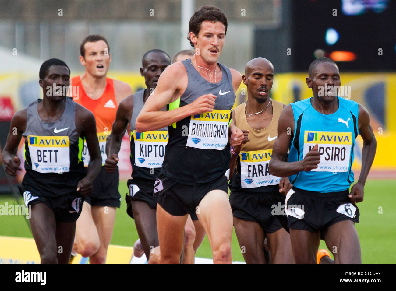 Mo FARAH, Moses Ndiema KIPSIRO, Collis BIRMINGHAM, Mens 5000m, Aviva ...