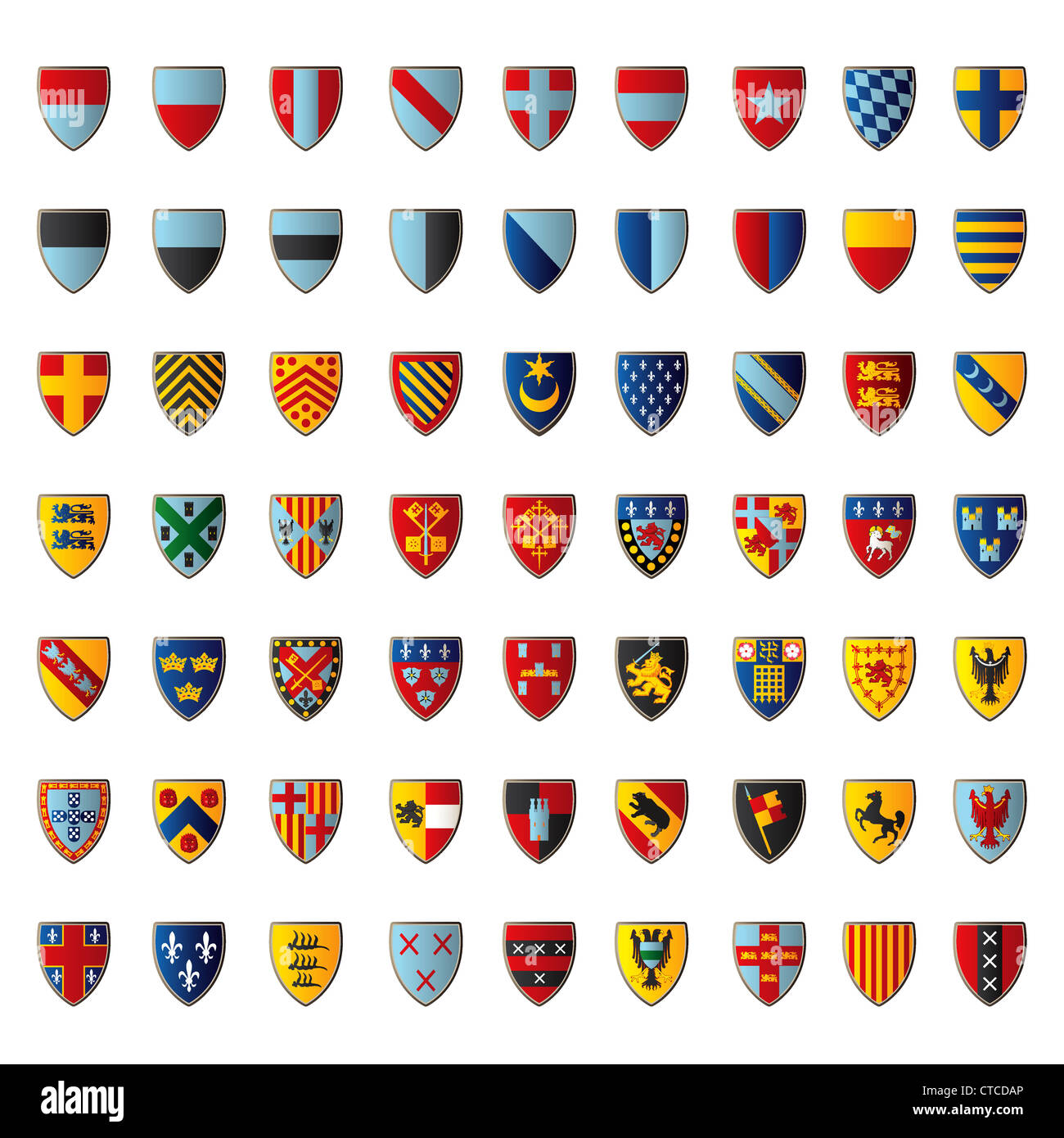 European crests isolated on white Stock Photo - Alamy