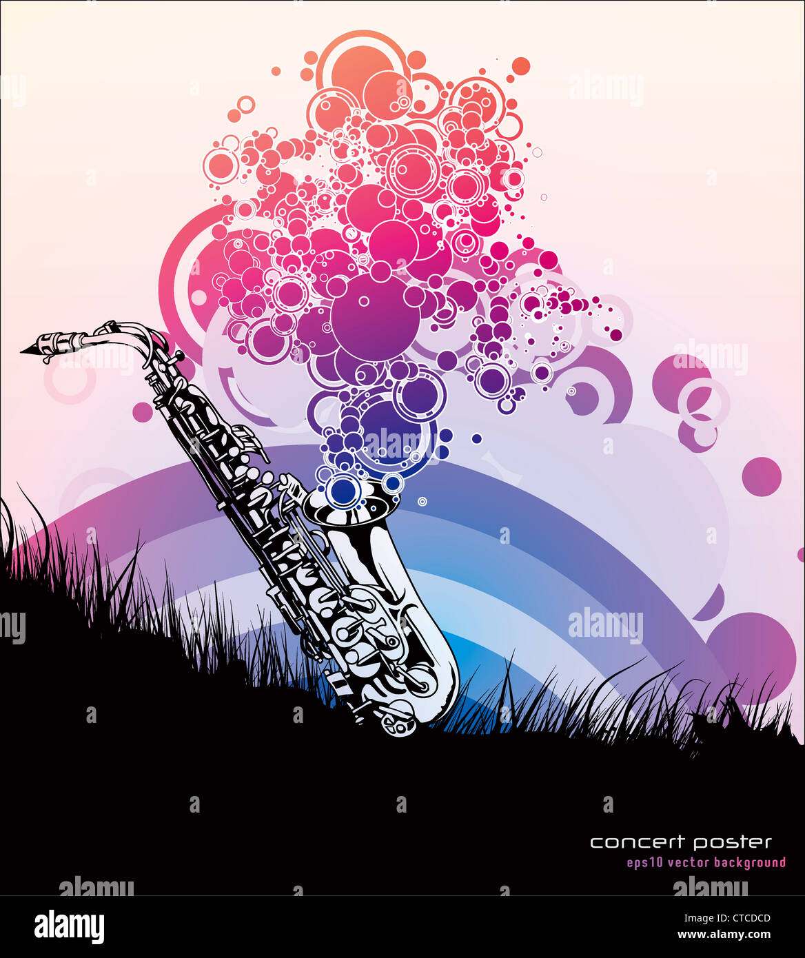 vector concert poster with saxophone Stock Photo - Alamy
