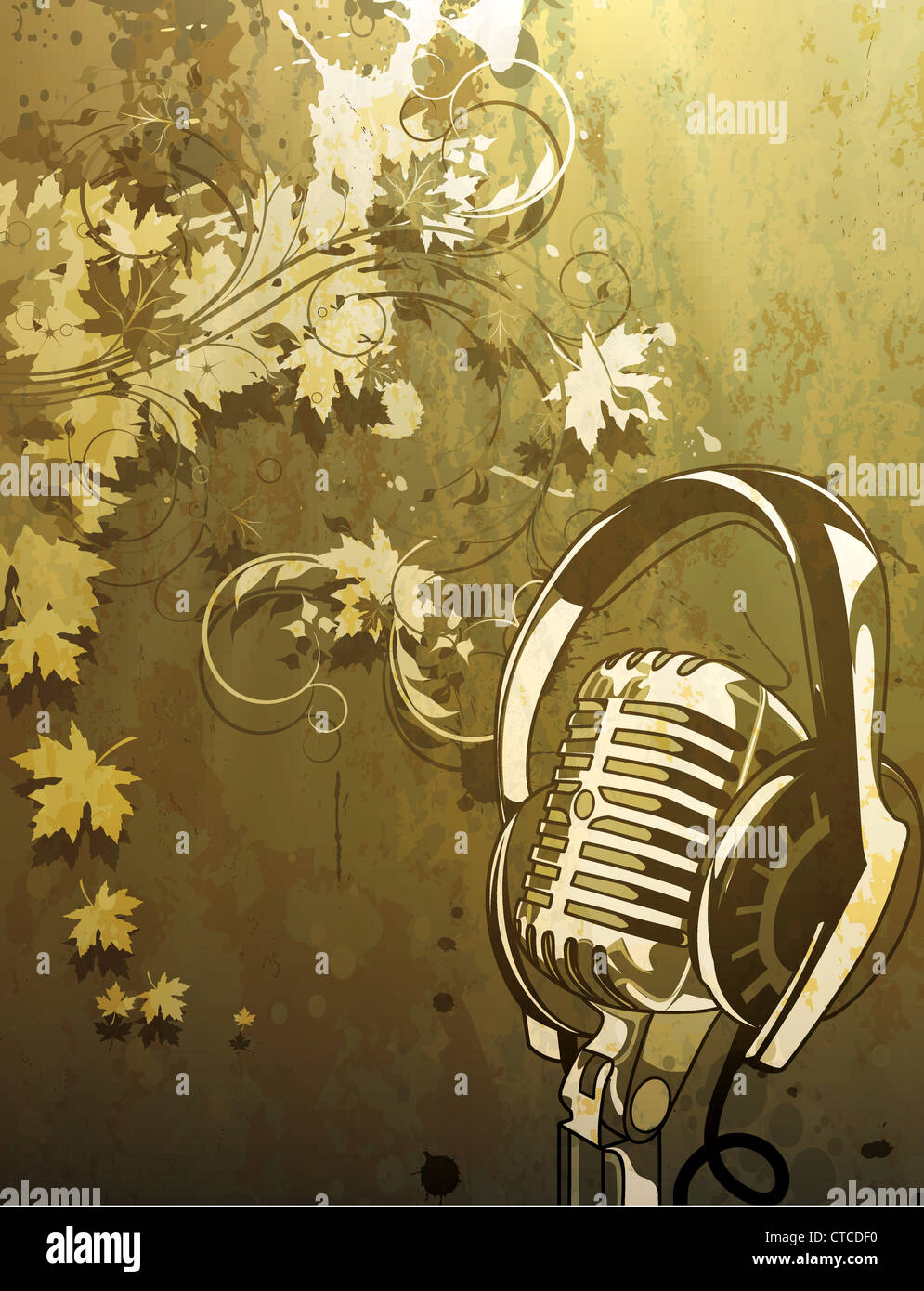 vector concert poster with microphone Stock Photo - Alamy