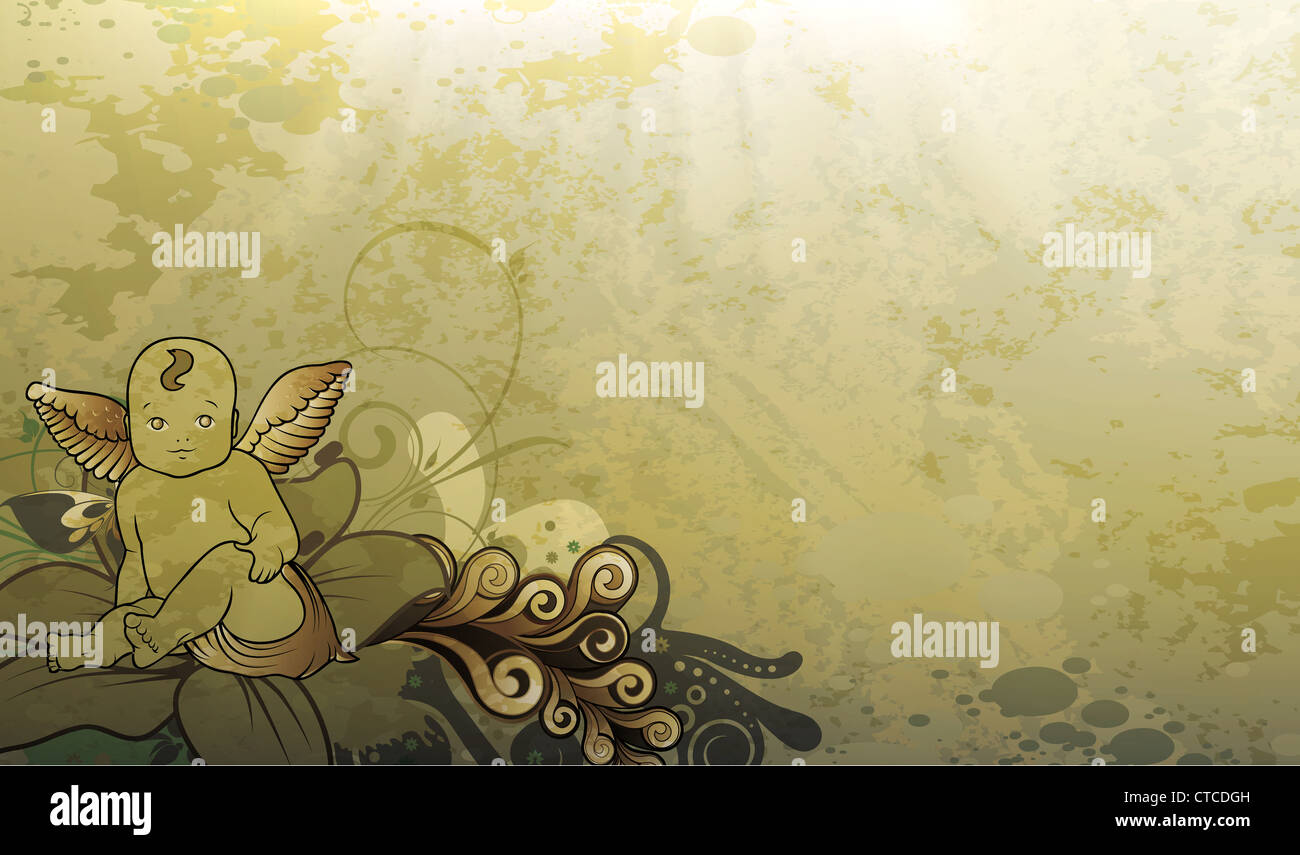 vector grunge background with angel Stock Photo - Alamy