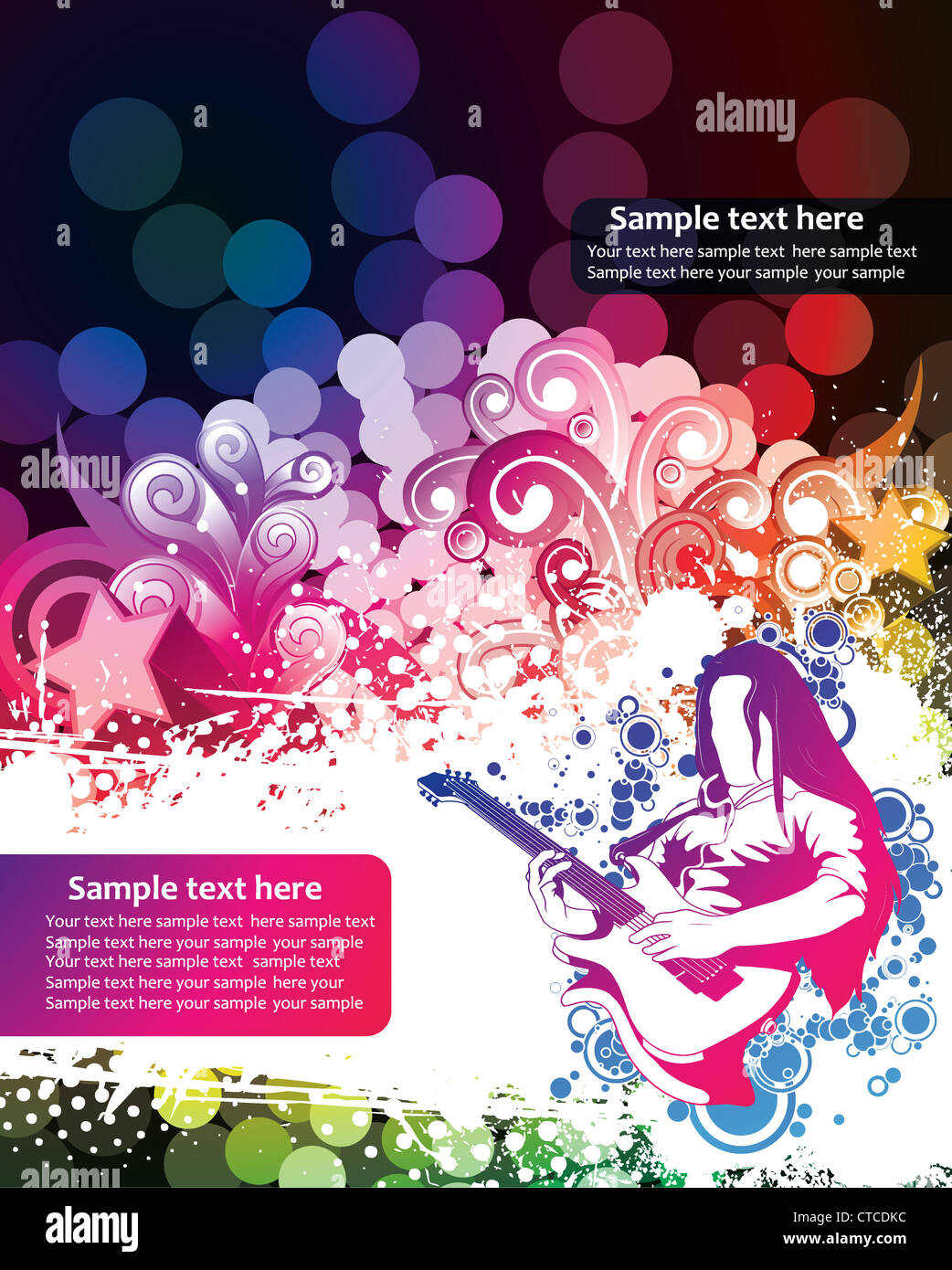 vector concert poster with guitar player Stock Photo - Alamy