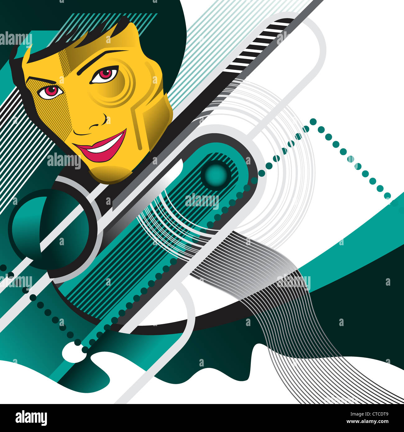 Hi-tech background with girl portrait Stock Photo - Alamy