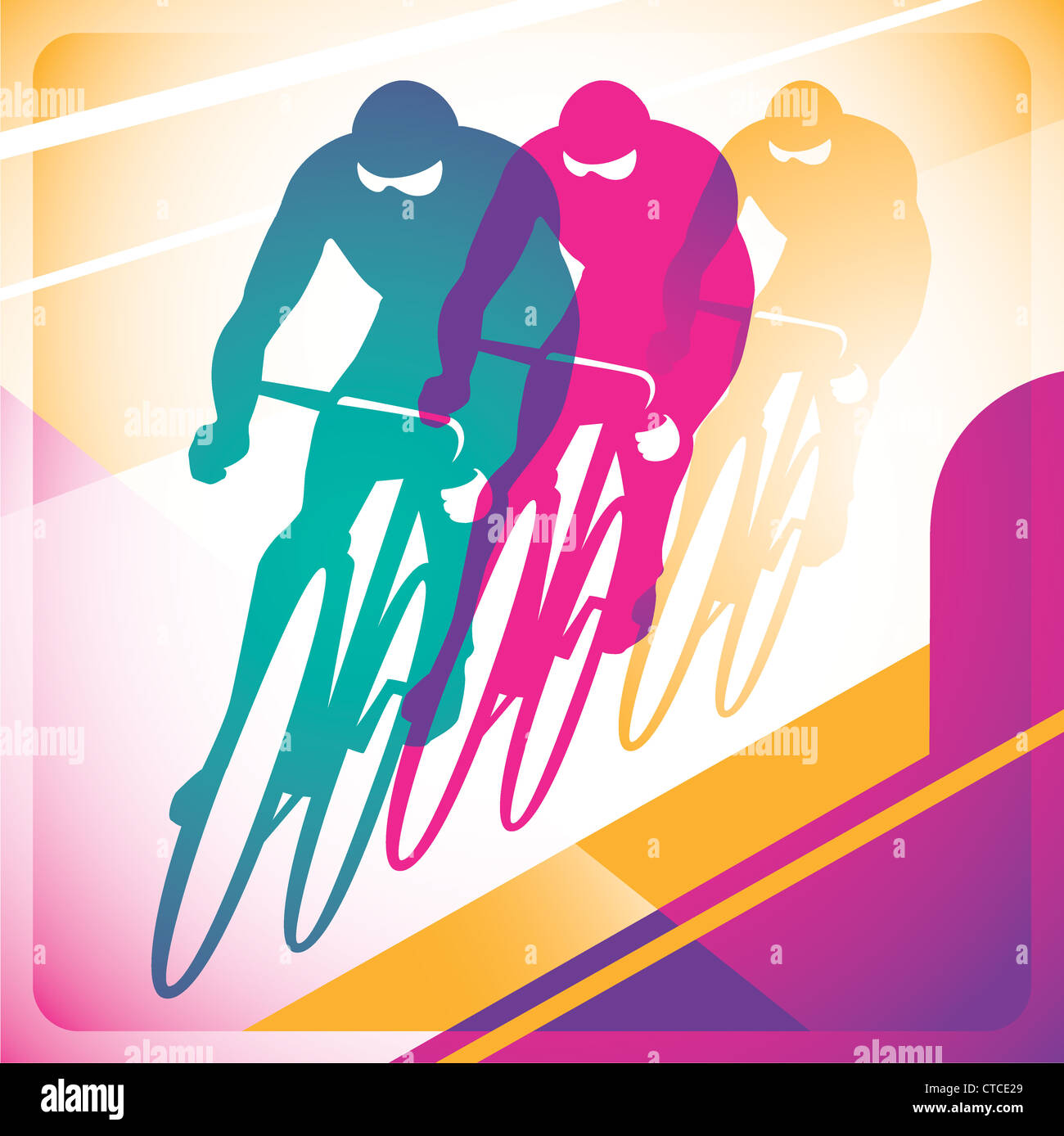 Illustrated bicycle driving background in color Stock Photo - Alamy